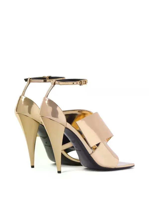Givenchy Sliced Square Heeled Sandals In Mirror Effect Leather