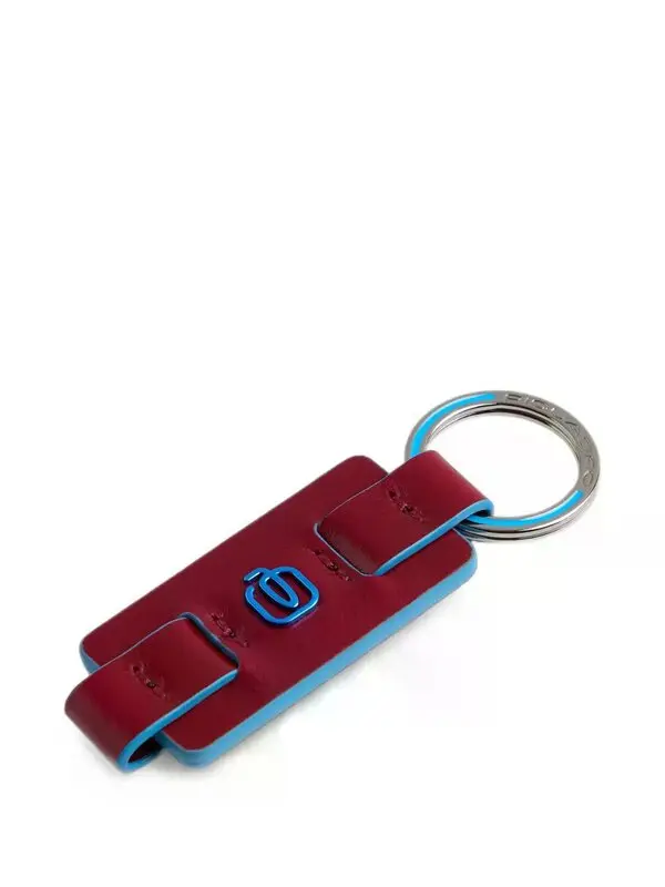 PIQUADRO Blue Square Leather Keyring - Red