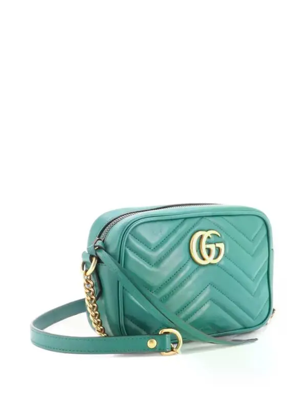 Gucci Gg Marmont Shoulder Bag Matelasse Leather Mini Crossbody Bag - Green