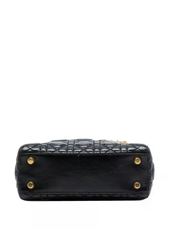 Dior 2018 Small Crinkled Patent Cannage My Abcdior Lady Satchel - Black