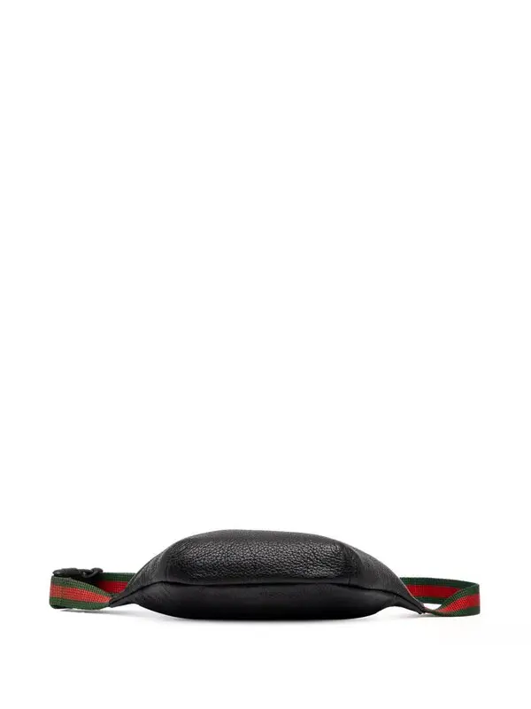 Gucci 2016-2026 Small Grained Calfskin Web Logo Belt Bag - Black