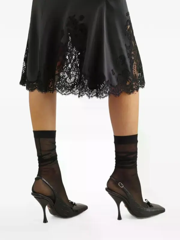 Dolce & Gabbana Satin Midi Skirt - Black