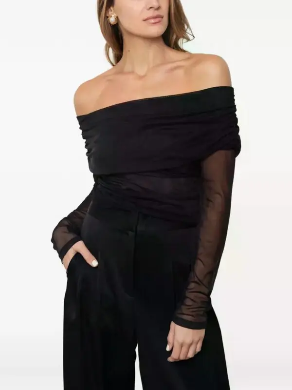 TAYLOR Sunset Off-shoulder Mesh Top