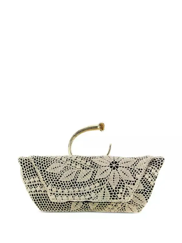 Magda Butrym Bracelet Floral-crochet Envelope Clutch Bag - Neutrals