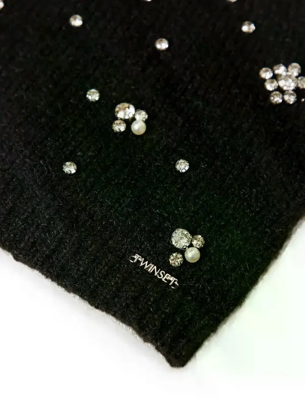 TWINSET Crystal-embellished Knitted Beanie Hat