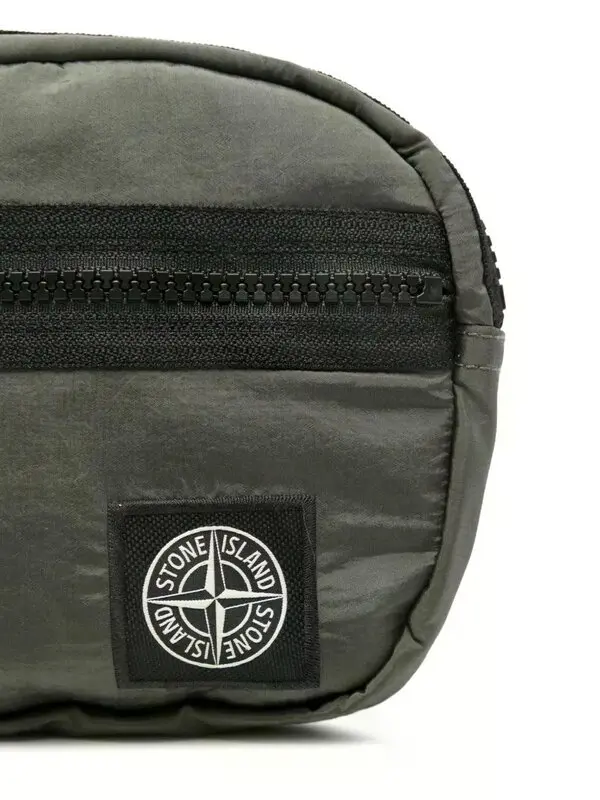 Stone Island 9200014 Coated Nylon Metal In Econyl® Belt Bag With Zip Pocket And Compass Patch - Grey