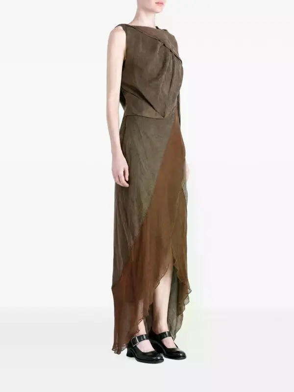 YEHUAFAN Draped Asymmetric Maxi Dress