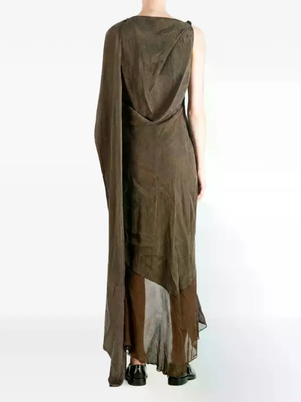 YEHUAFAN Draped Asymmetric Maxi Dress