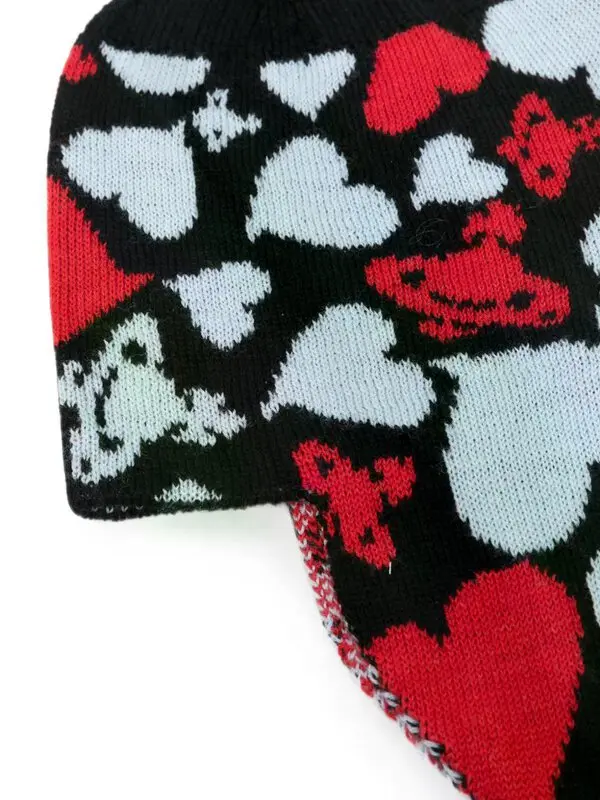 VIVIENNE WESTWOOD Hearts And Orb-motif Beanie Hat - Black