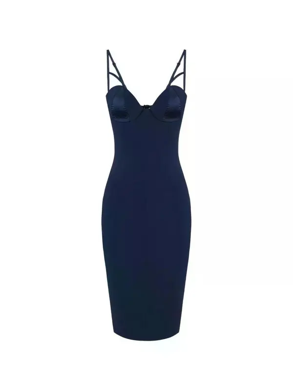 Elisabetta Franchi Dress In Lightweight Crêpe And Satin Fabrics - Blue