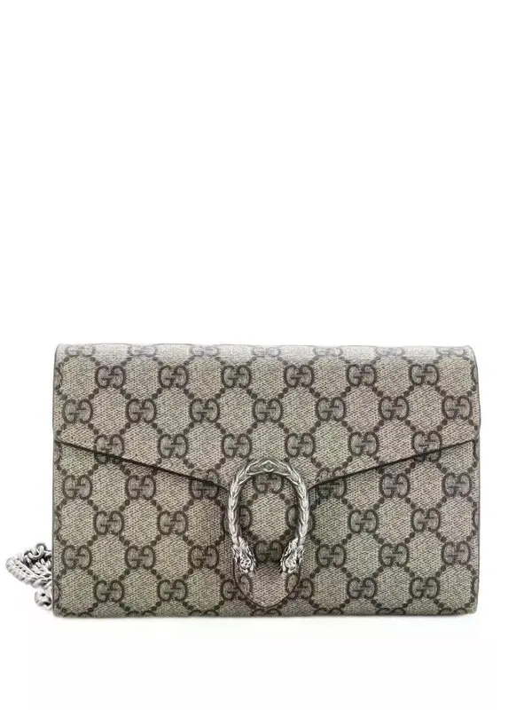 Gucci Dionysus Chain Wallet Gg Coated Canvas Small Crossbody Bag - Brown
