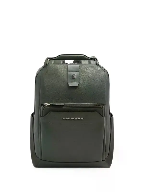 PIQUADRO Logo-plaque Pebbled Leather Backpack
