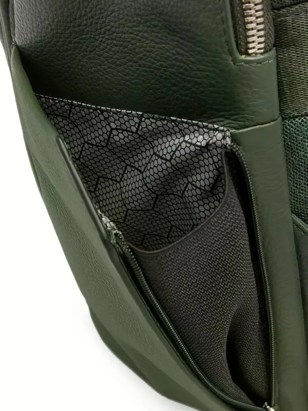 PIQUADRO Logo-plaque Pebbled Leather Backpack