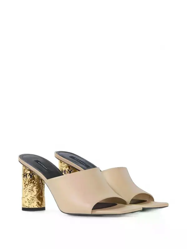 Givenchy Tape Heeled Mules In Leather - Neutrals