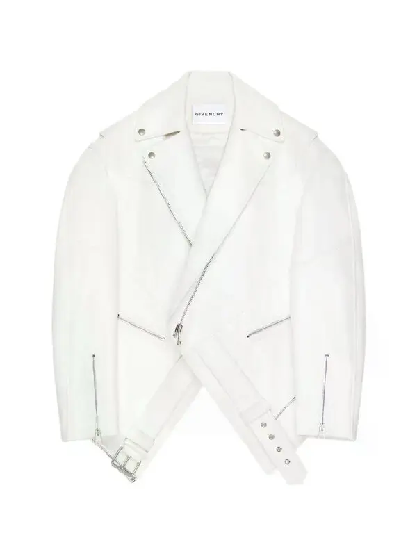 Givenchy Back-to-front Biker Jacket In Leather - White