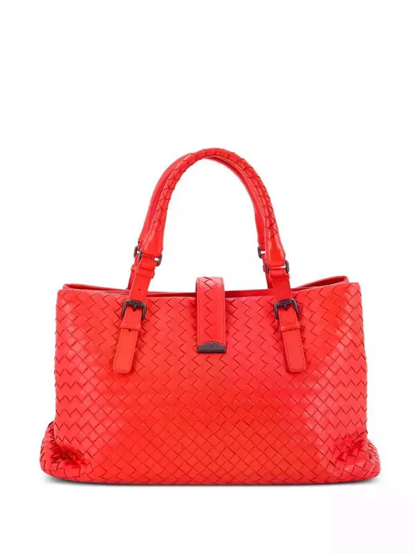 Bottega Veneta Roma Bag Intrecciato Nappa Medium Tote Bag - Red