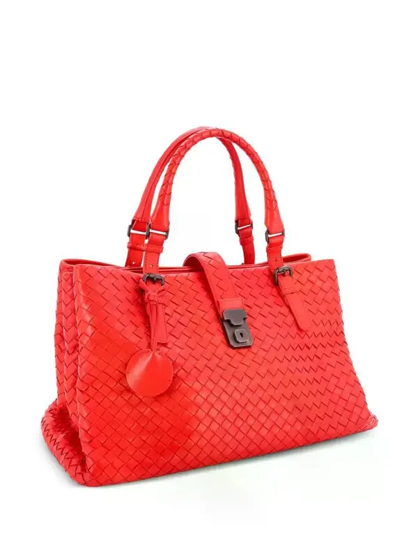 Bottega Veneta Roma Bag Intrecciato Nappa Medium Tote Bag - Red