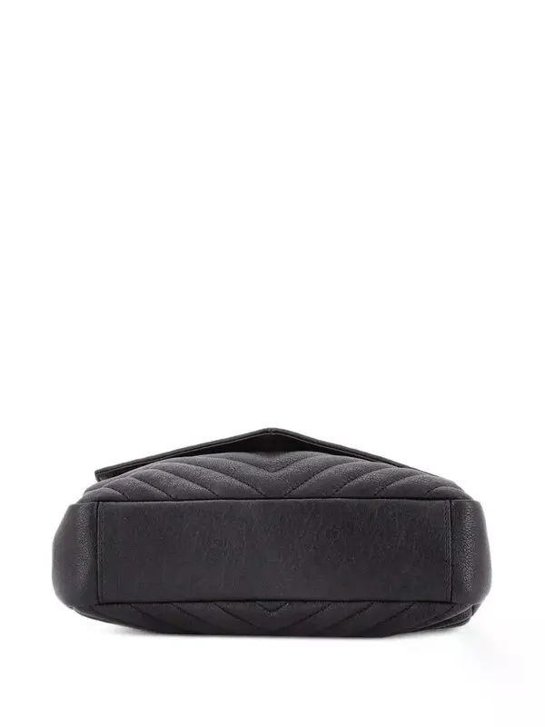 Saint Laurent Classic Monogram College Bag Matelasse Chevron Leather Medium Crossbody Bag - Black