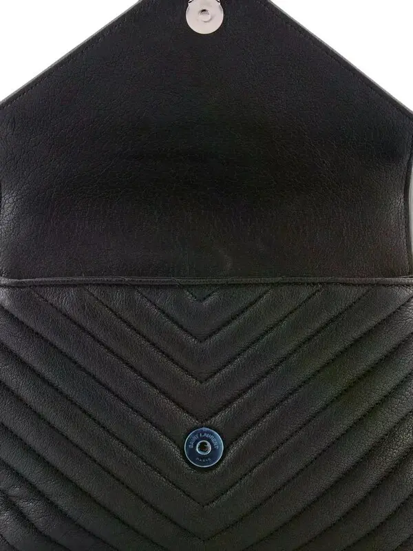 Saint Laurent Classic Monogram College Bag Matelasse Chevron Leather Medium Crossbody Bag - Black