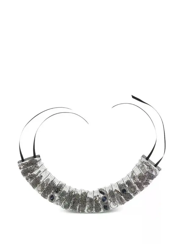ALAINPAUL Rhinestone-embellished Mesh Necklace - Silver