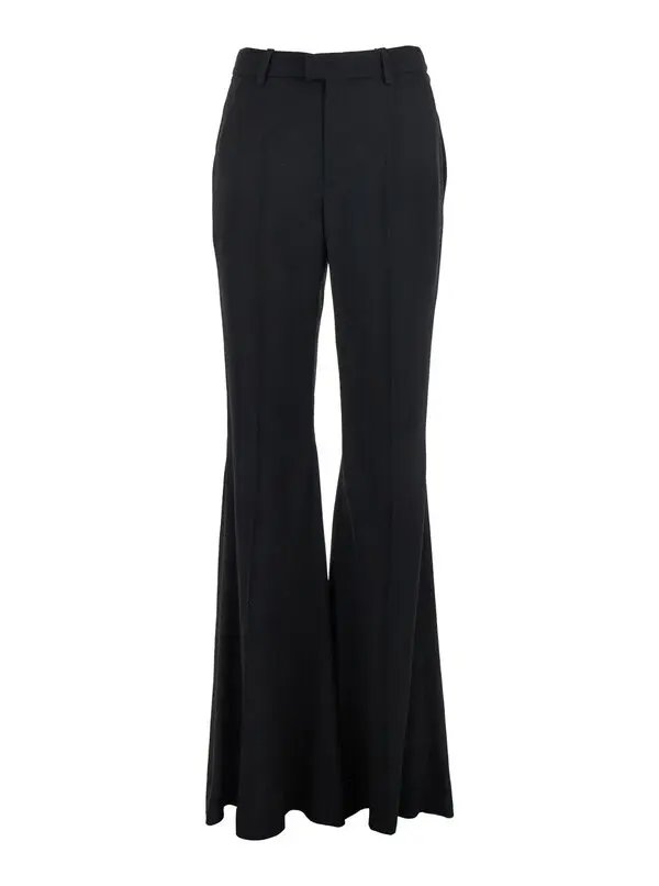 Balenciaga Black Pants With Belt Loops And Flared Leg In Viscose - Multicolor