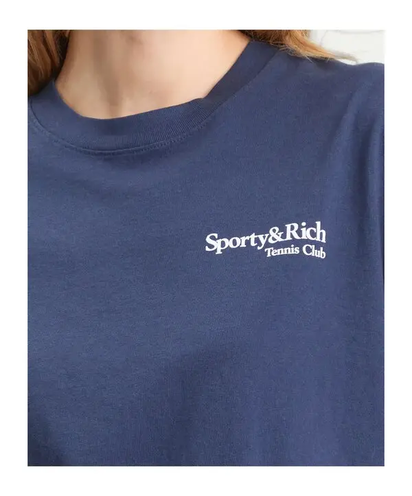 SPORTY  RICH Sporty Rich Logo Printed Crewneck T-shirt