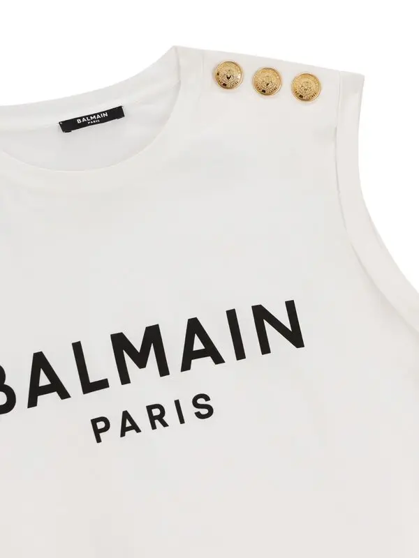 Balmain Logo Printed Sleeveless Tank Top - White