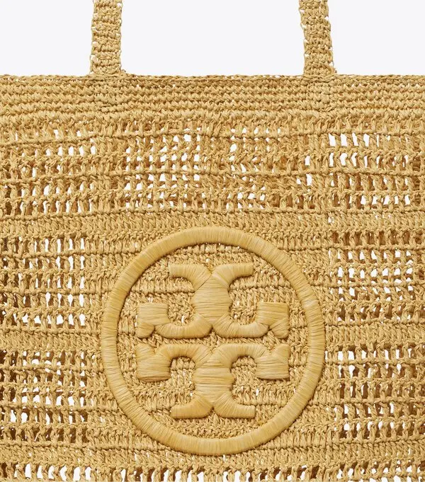 Tory Burch Logo Embroidered Woven Tote Bag