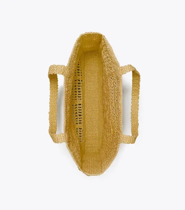 Tory Burch Logo Embroidered Woven Tote Bag