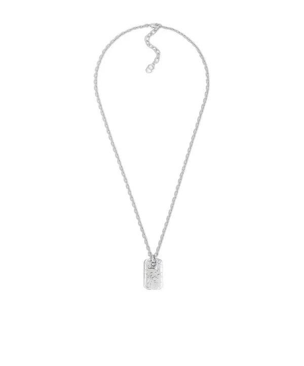 Dior Oblique Plate Pendant Necklace - Silver