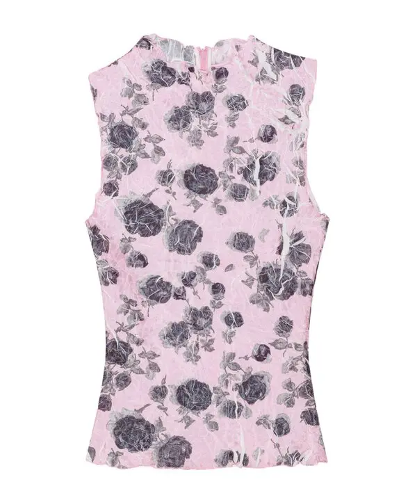 GANNI Floral Printed Top - Pink