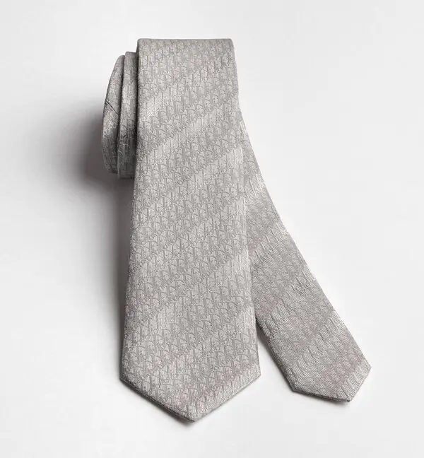 Dior Oblique Trio Tie - Gray