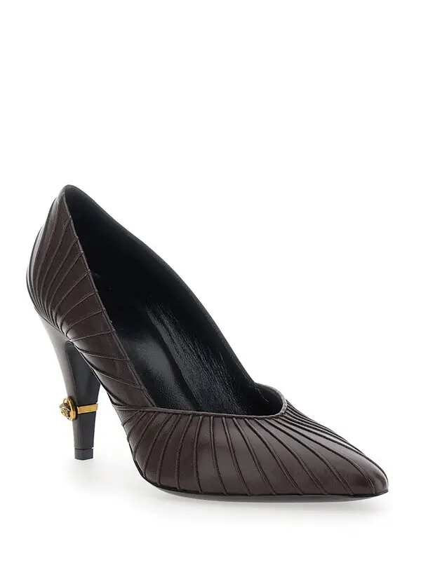 Versace Pump Leather Brown Leather Pumps For