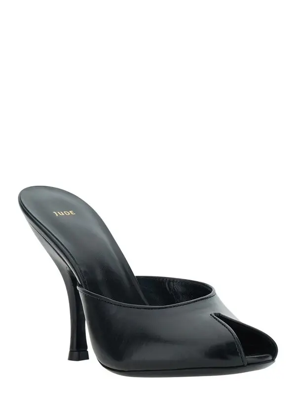 JUDE Date' Black Heeled Sandals With Cut-out Toe In Leather For - Multicolor