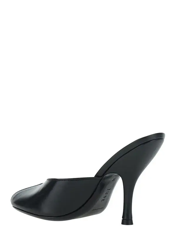 JUDE Date' Black Heeled Sandals With Cut-out Toe In Leather For - Multicolor