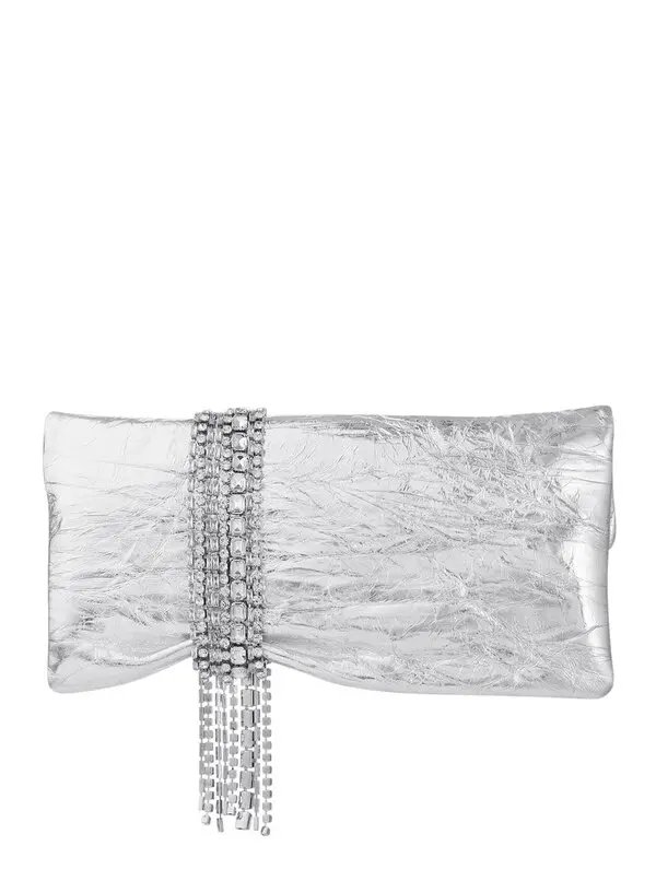 JIMMY CHOO Zandra' Silver Colored Clutch With Applied Crystals In Leather Blend For - Multicolor