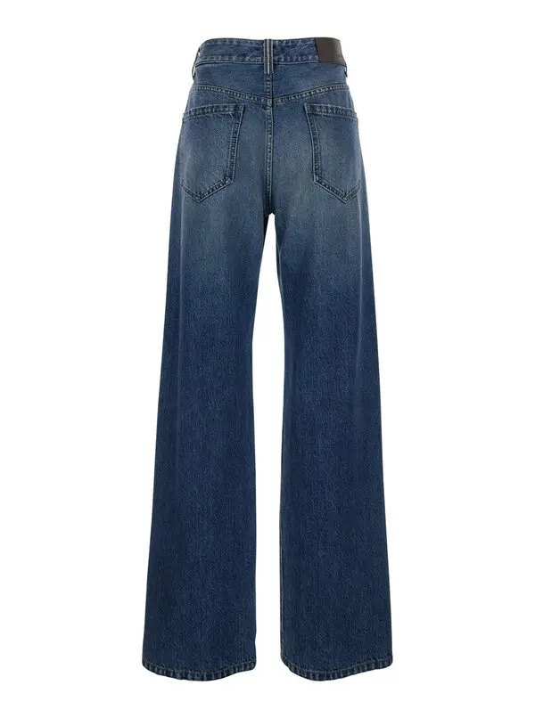Brunello Cucinelli Blue Jeans With Logo Patch On The Rear And Monil Detail On The Loop In Denim - Multicolor
