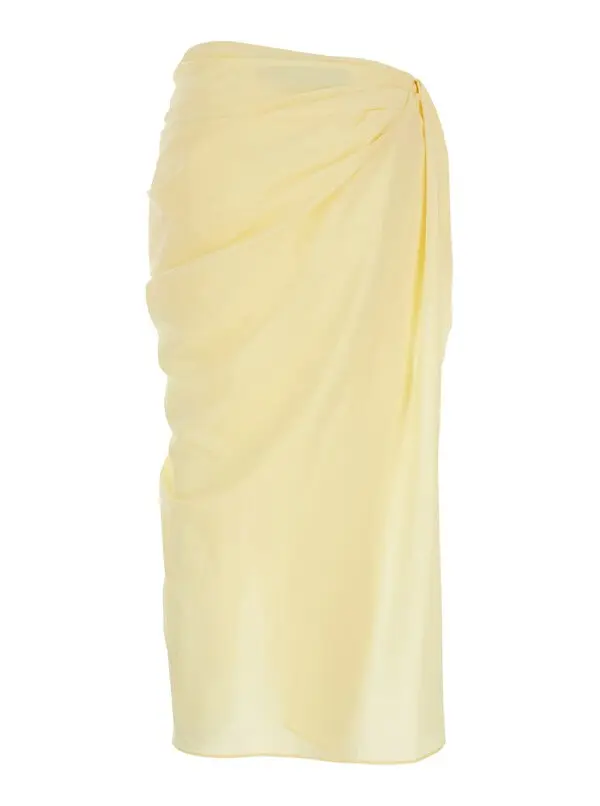 Jacquemus La Jupe Pareo' Yellow Midi Skirt With Hidden Zip Closure On The Side And Draping On Front And Back In Tech Fabric For - Multicolor