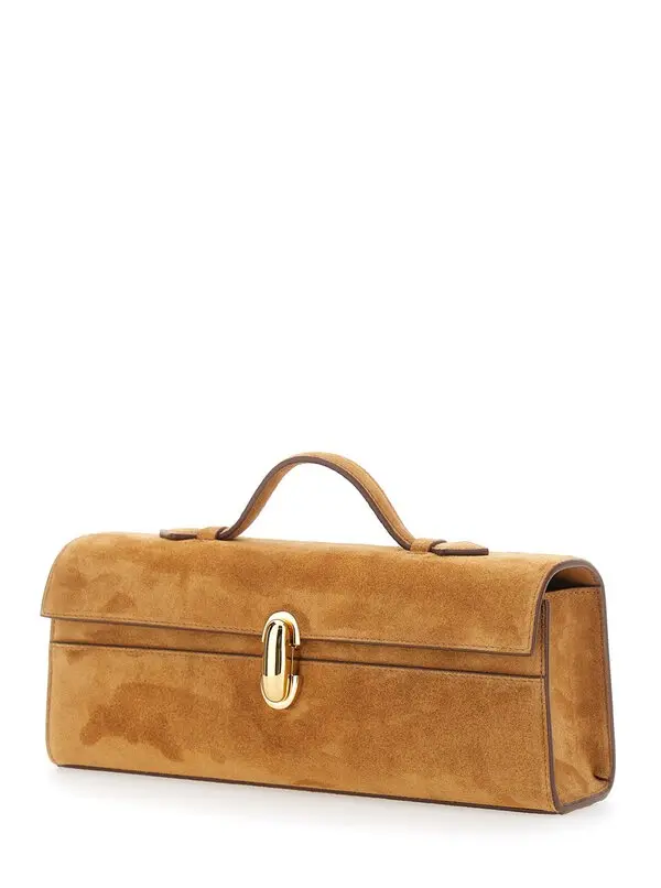 Savette Symmetry' Slim Handbag With Top Handle And Turnlock Closure In Suede For - Brown