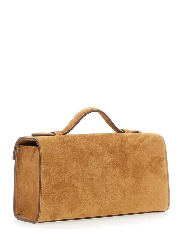 Savette The Symmetry Pochette' Handbag With Turn Lock Closure And Top Handle In Suede For - Brown