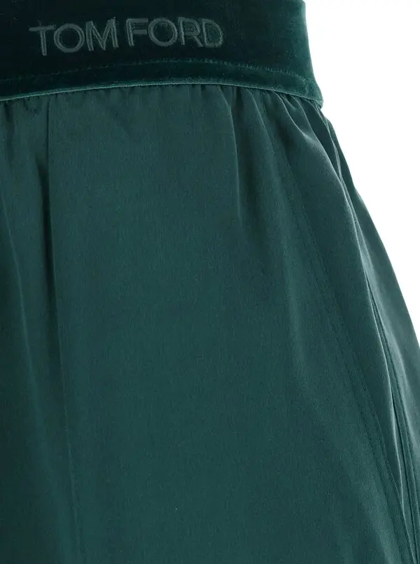 TOM FORD Pants With Elasticated Waist With Logo Lettering In Silk For - Green