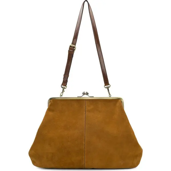 PATRICIA NASH Serafina Large Frame Leather Crossbody Bag - Cognac