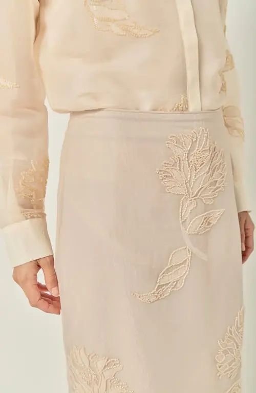 English Factory Sheer Beaded Long Sleeve Shirt