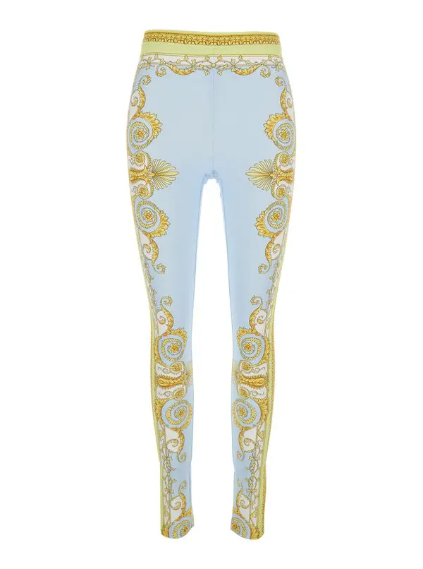 Versace Leggings With All-over Baroque Print In Stretch Fabric For - Multicolor