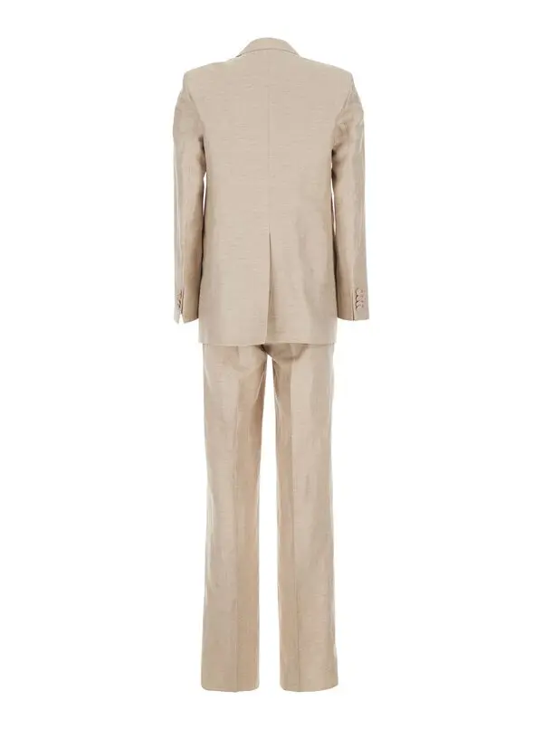 Tagliatore Beige Single-breasted Suit With Notched Revers In Cotton For - Multicolor