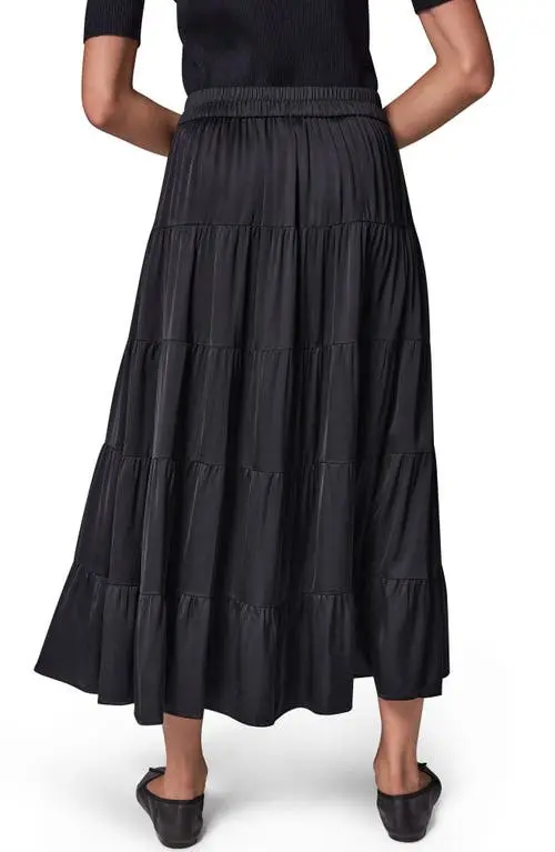 Donna Karan New York Satin Tiered Midi Skirt - Black