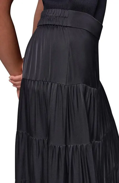 Donna Karan New York Satin Tiered Midi Skirt - Black