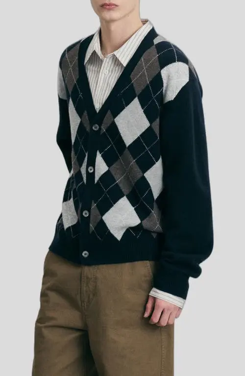 DUNST Gender Inclusive Argyle V-neck Cardigan