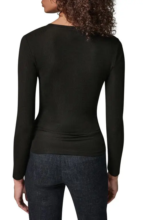 Donna Karan New York Drape Front Knit Top - Black