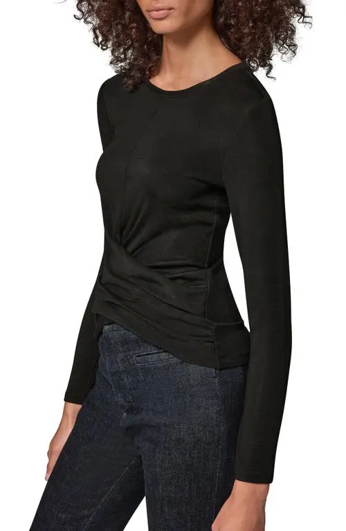 Donna Karan New York Drape Front Knit Top - Black